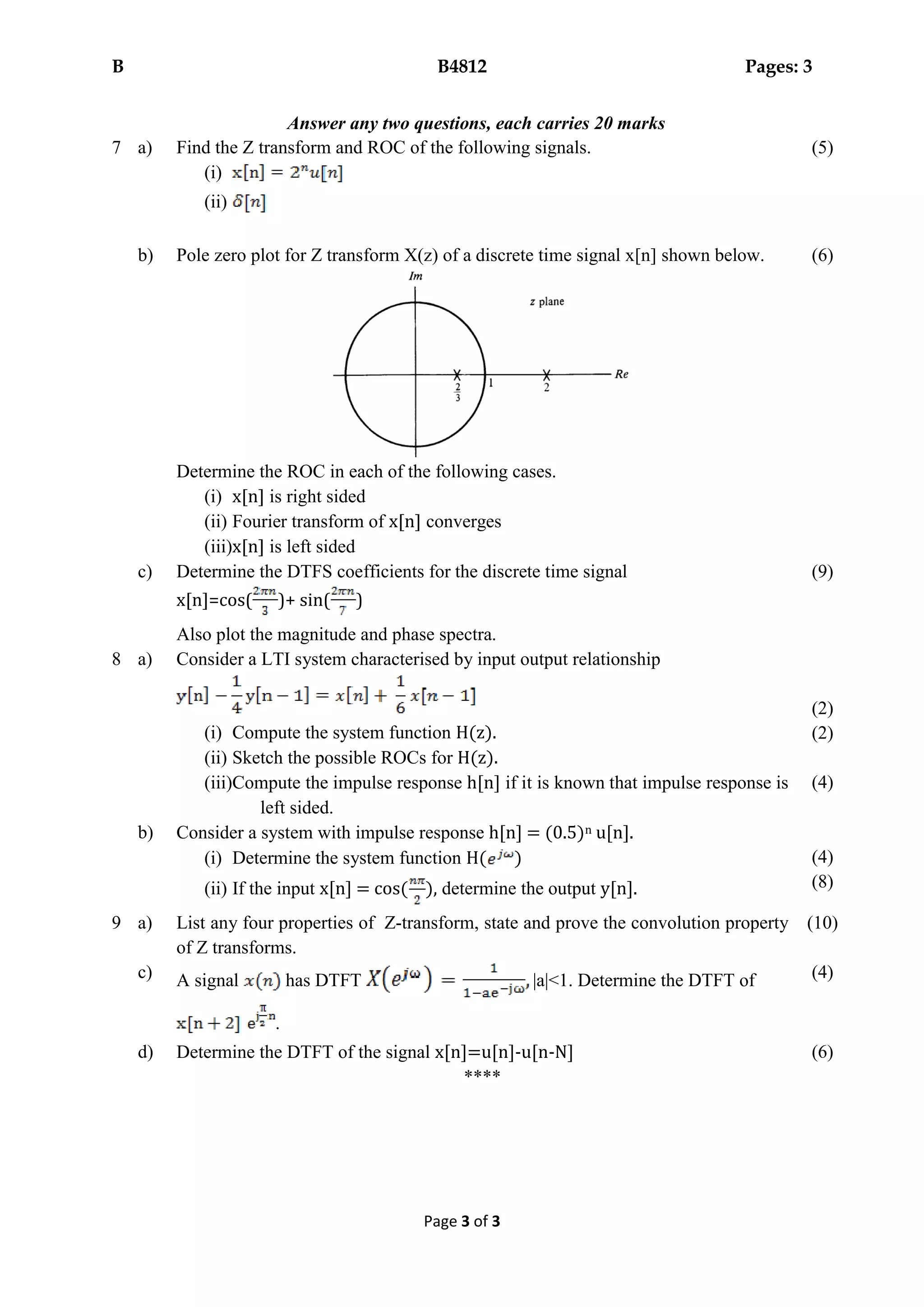 EC202 SIGNALS & SYSTEMS PREVIOUS QUESTION PAPER | PDF