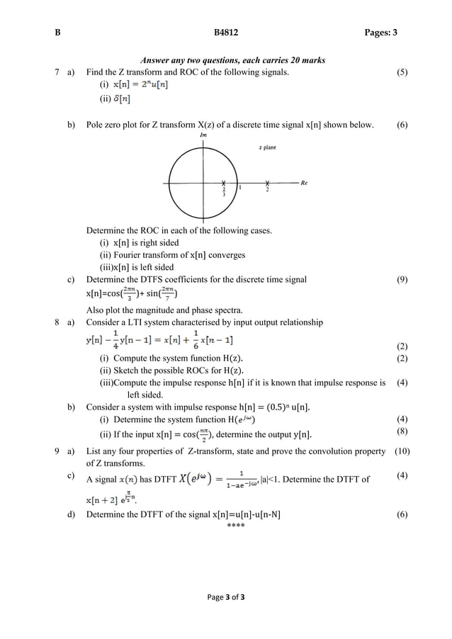 EC202 SIGNALS & SYSTEMS PREVIOUS QUESTION PAPER | PDF