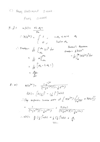 EC202 SIGNALS & SYSTEMS PREVIOUS ANSWER KEY | PDF