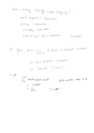 EC202 SIGNALS & SYSTEMS PREVIOUS ANSWER KEY | PDF