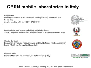 CBRN mobile lab in Italy-presentation | PPT | Chemistry | Science