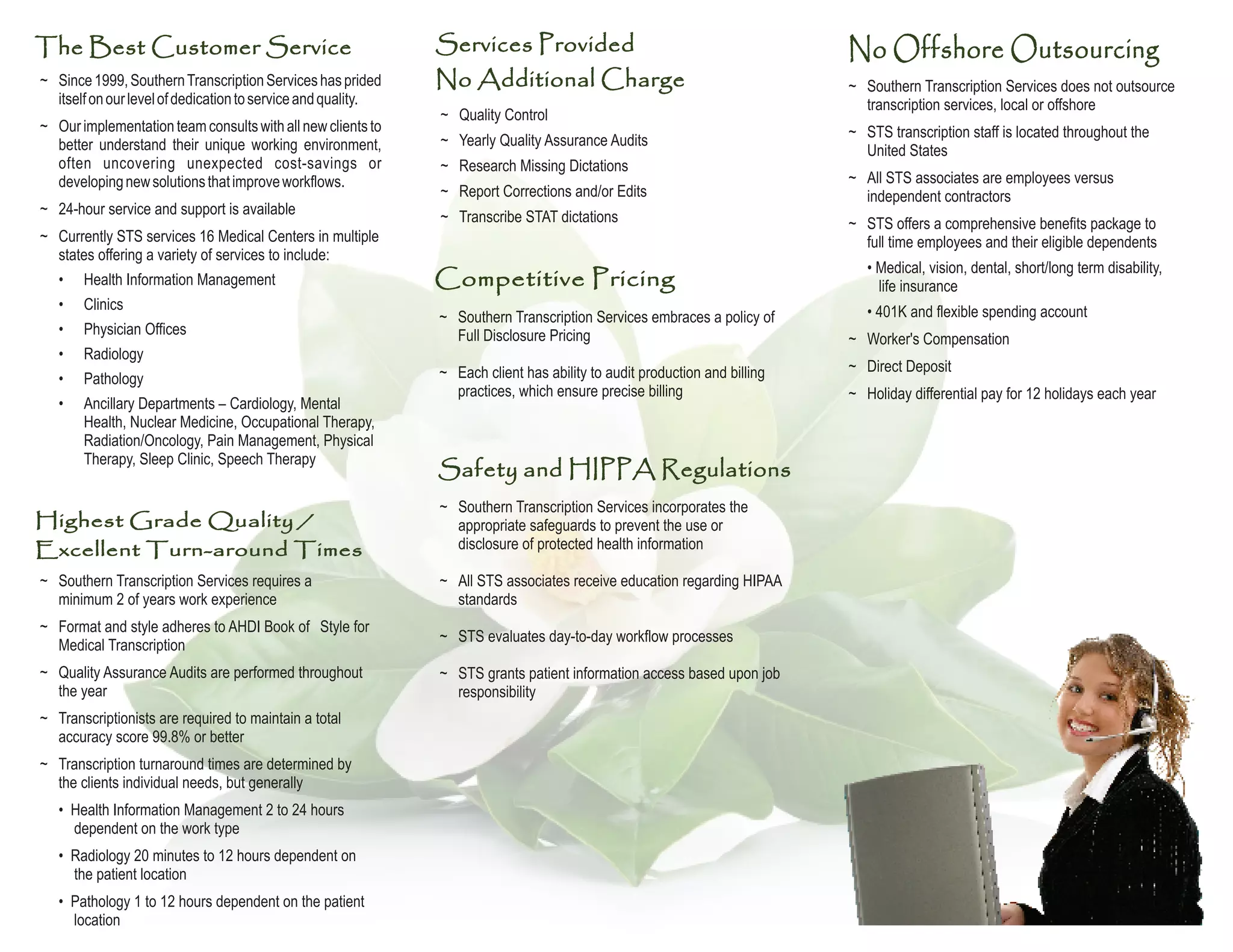 Southern Transcription Services Brochure | PDF