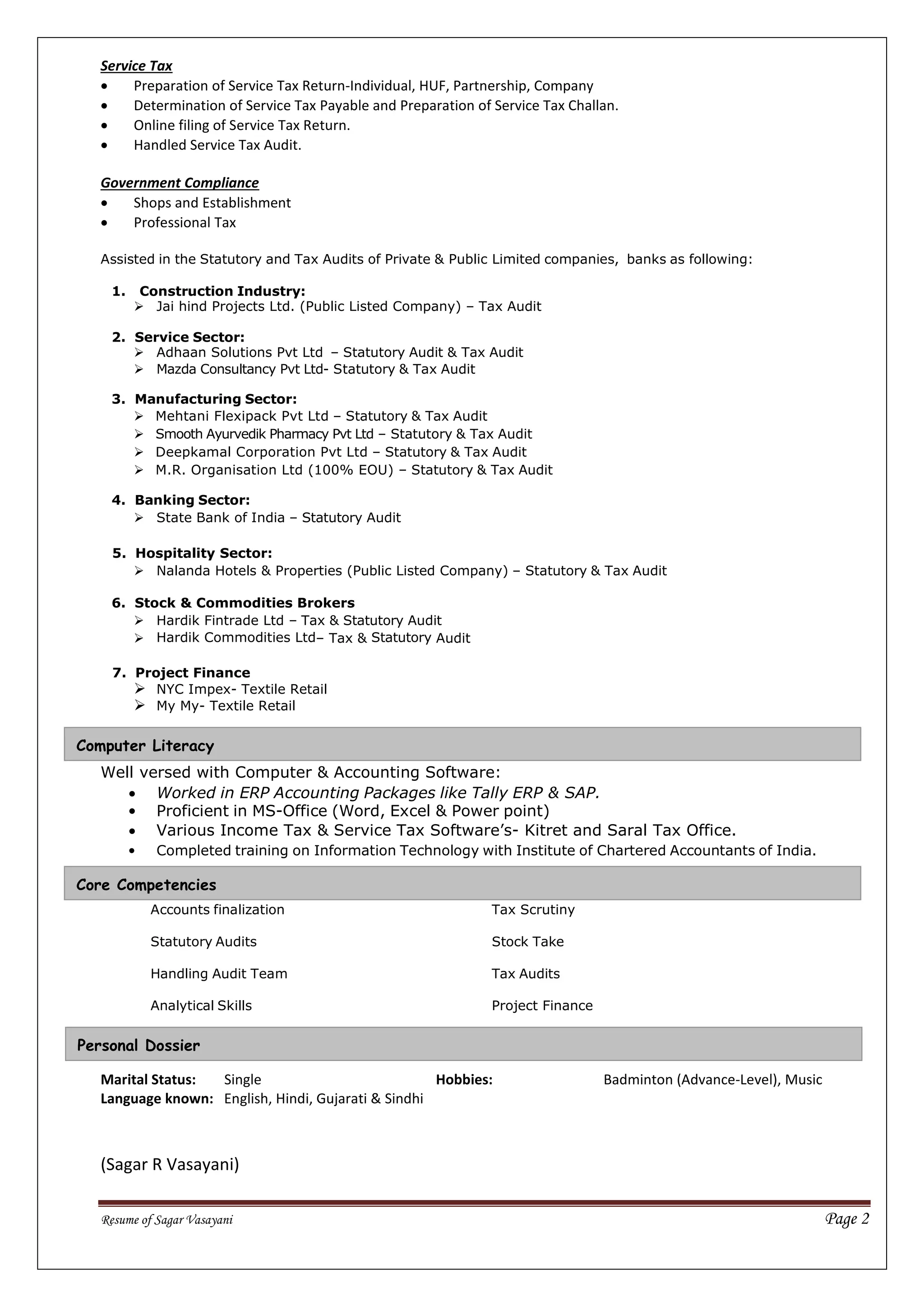 CA Sagar RESUME | PDF