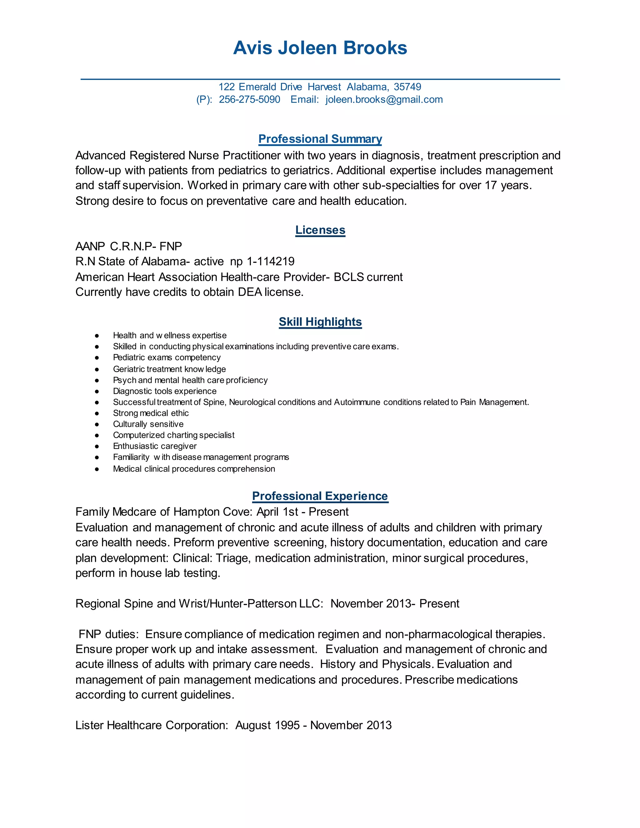 AvisJoleenBrooksresume | DOCX