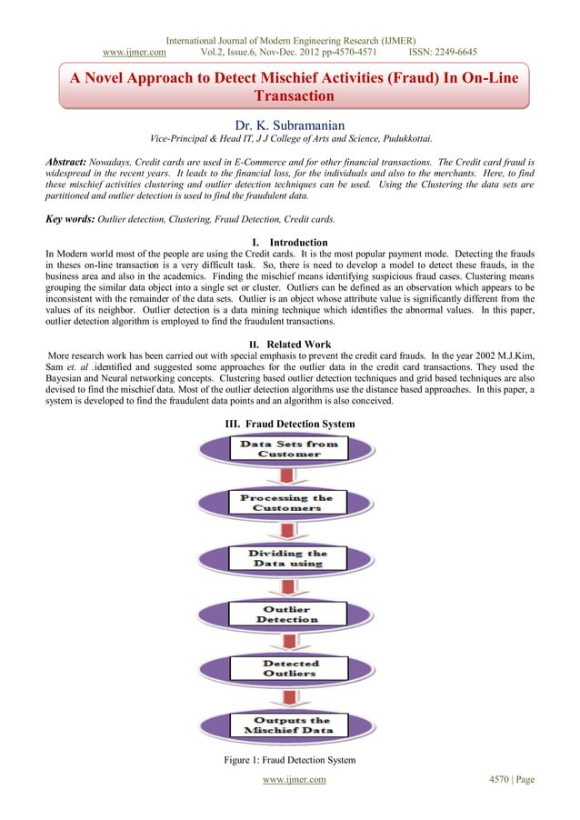 A Novel Approach to Detect Mischief Activities (Fraud) In On-Line Transaction | PDF | Databases ...