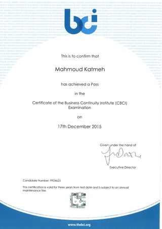 CBCI Certificate | PDF