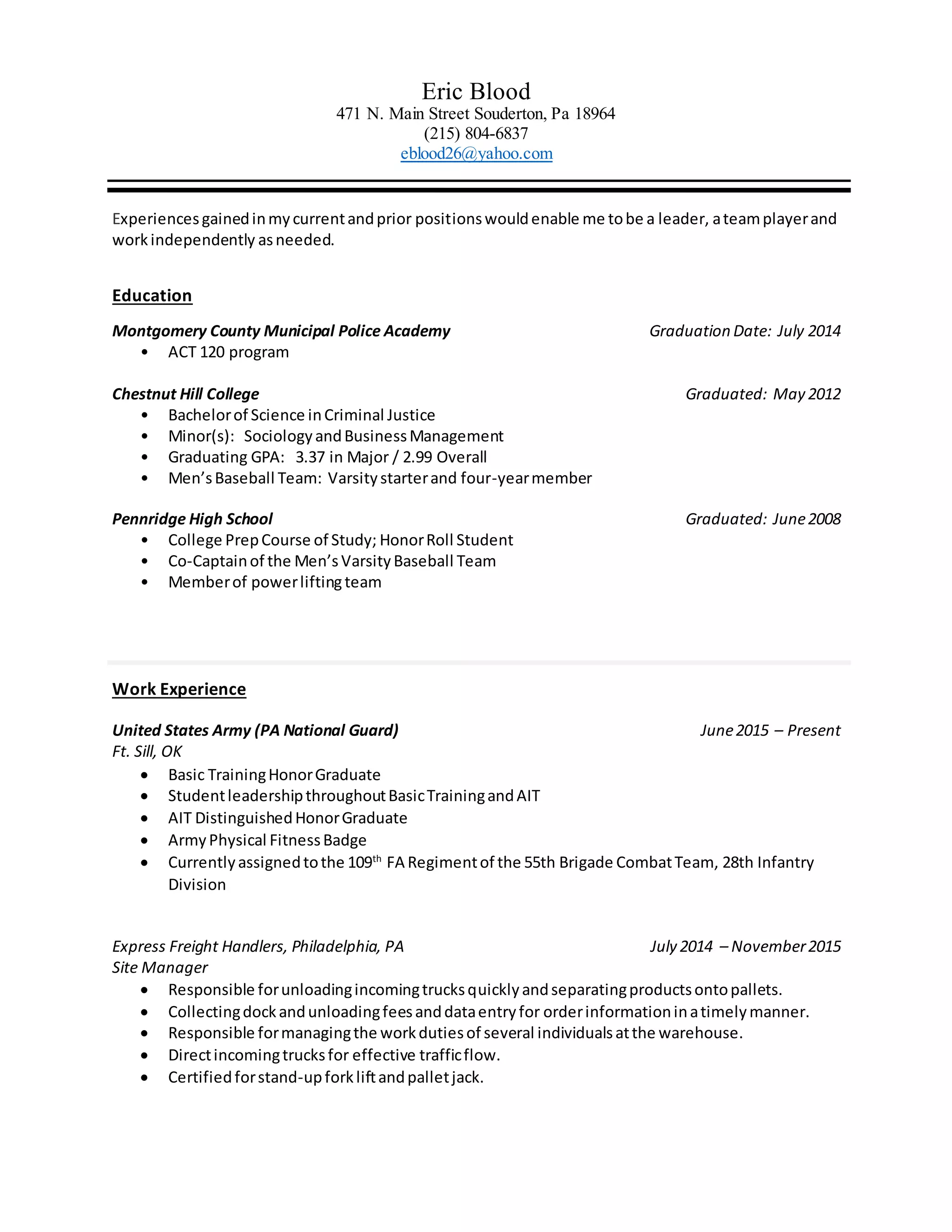 Eric Blood Resume 03.07.16 No Objective | PDF