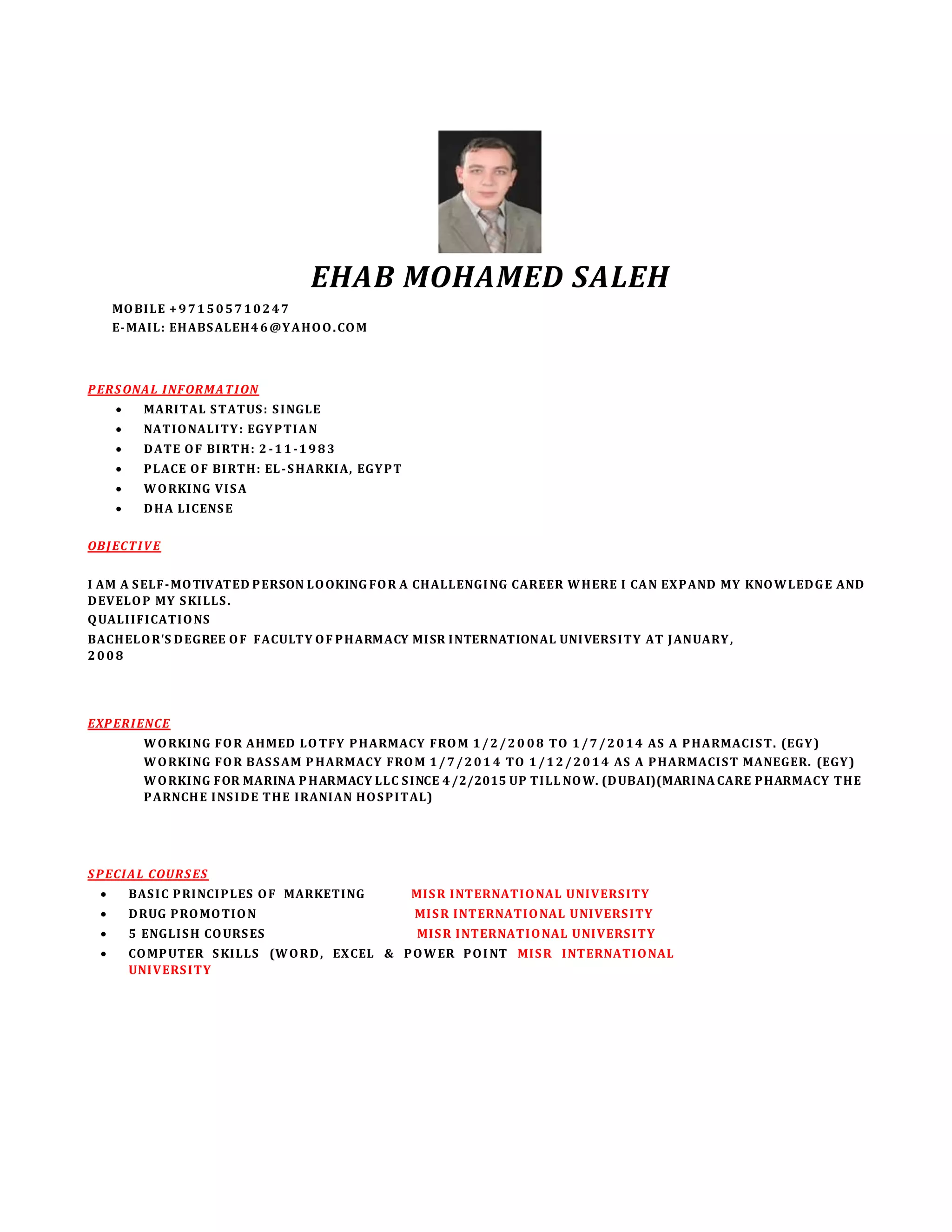Curriculum vitae Ehab Saleh (1) | DOCX