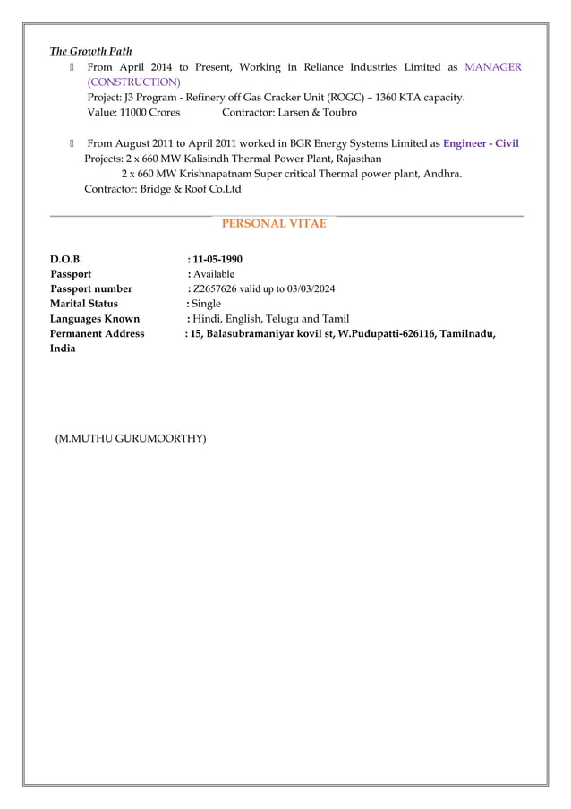 RESUME | DOC | Civil Engineering Industry | Industries