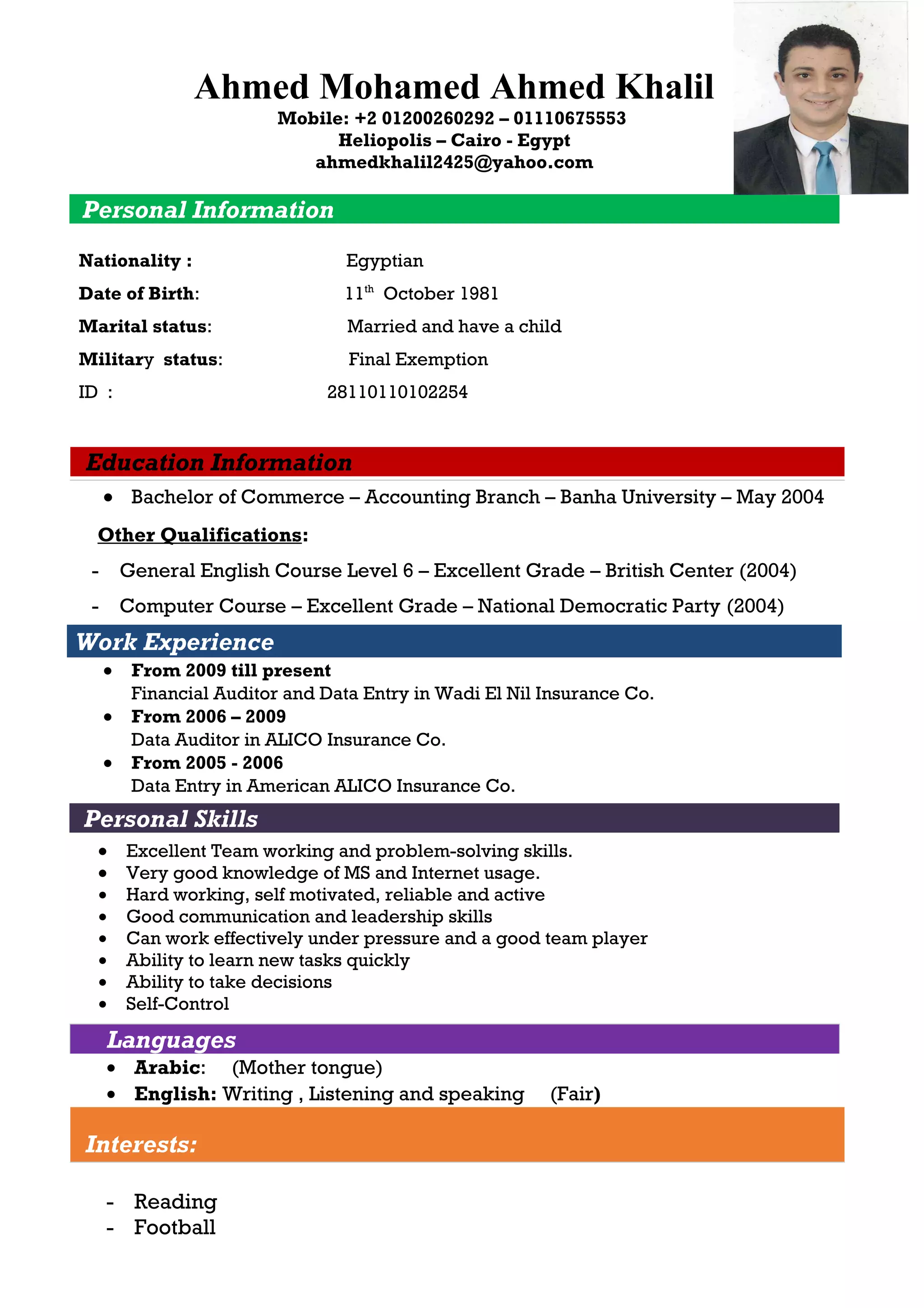 Ahmed CV (SUEZ CANAL) | DOC