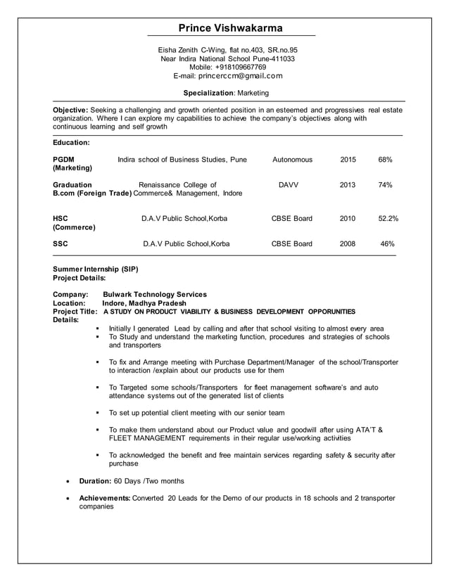 Prince Vishwakarma C.V. | PDF