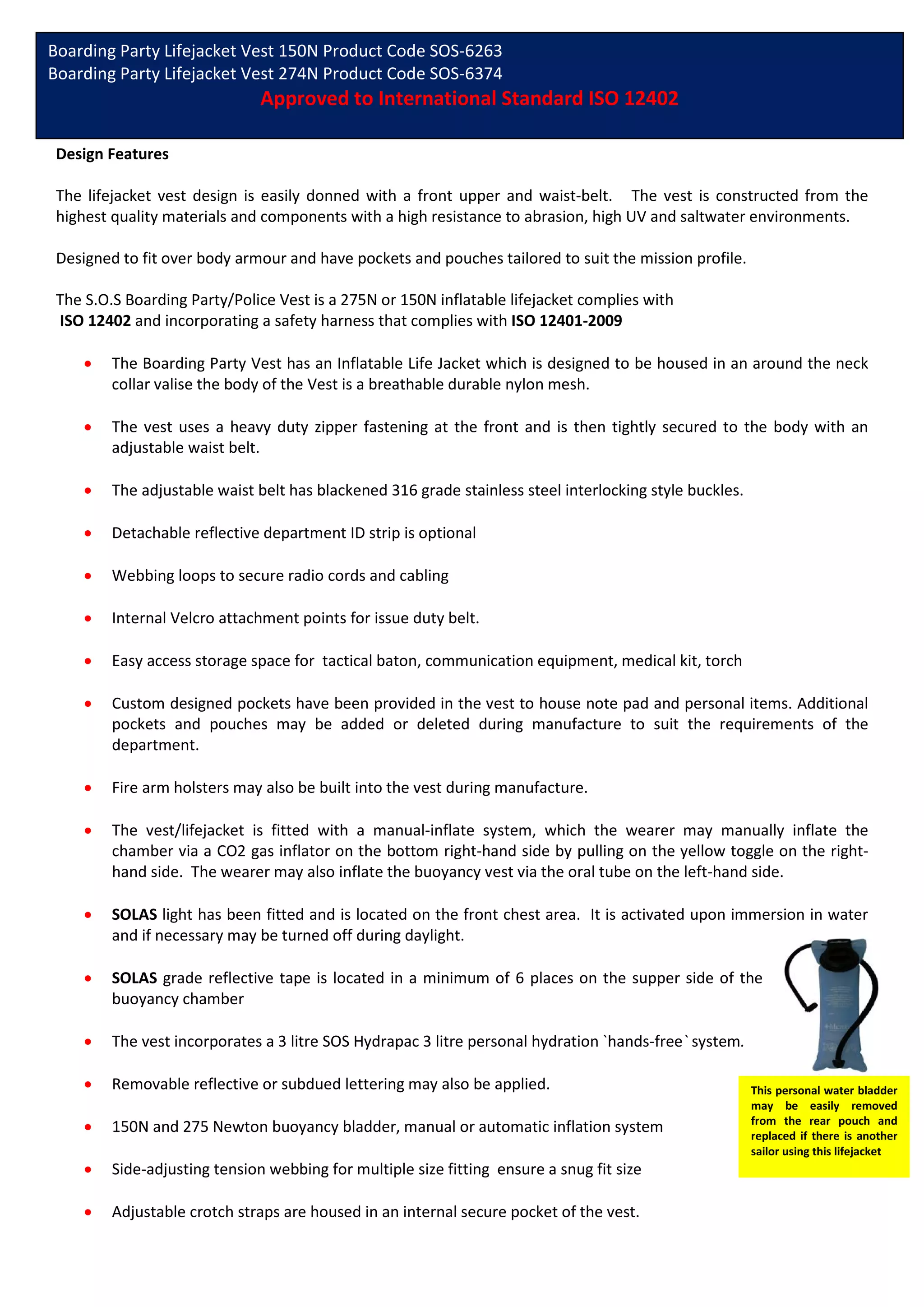 SOS Boarding Party lifejacket vest | PDF