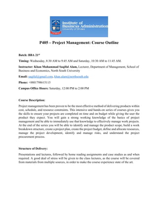 P405 - Course Outline | PDF