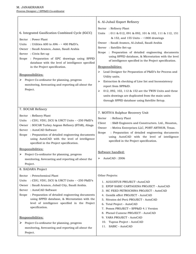 Janakiraman.M _Process Designer & SPP&ID Co-ordinator | PDF