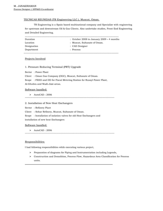Janakiraman.M _Process Designer & SPP&ID Co-ordinator | PDF