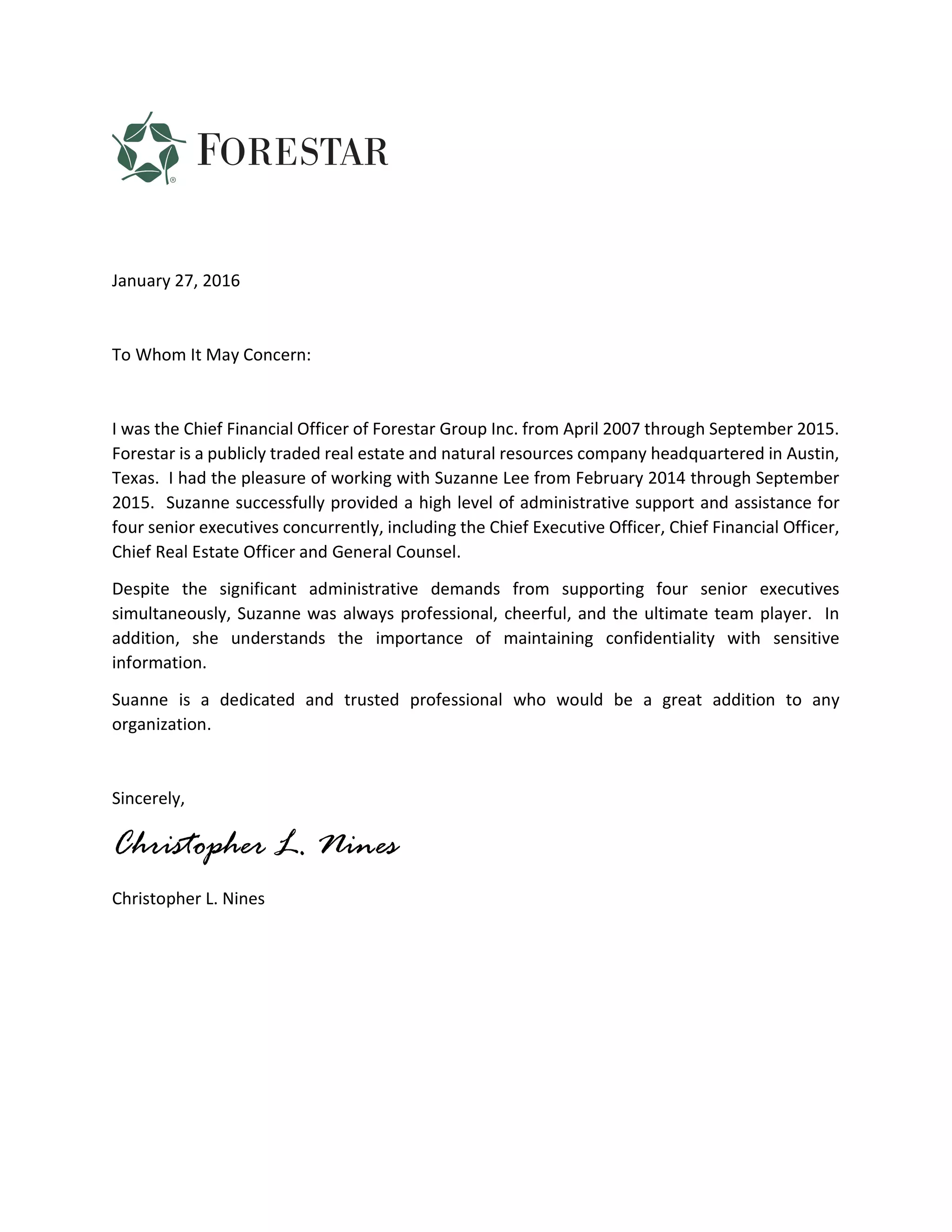 Letter of Rec - CFO | PDF