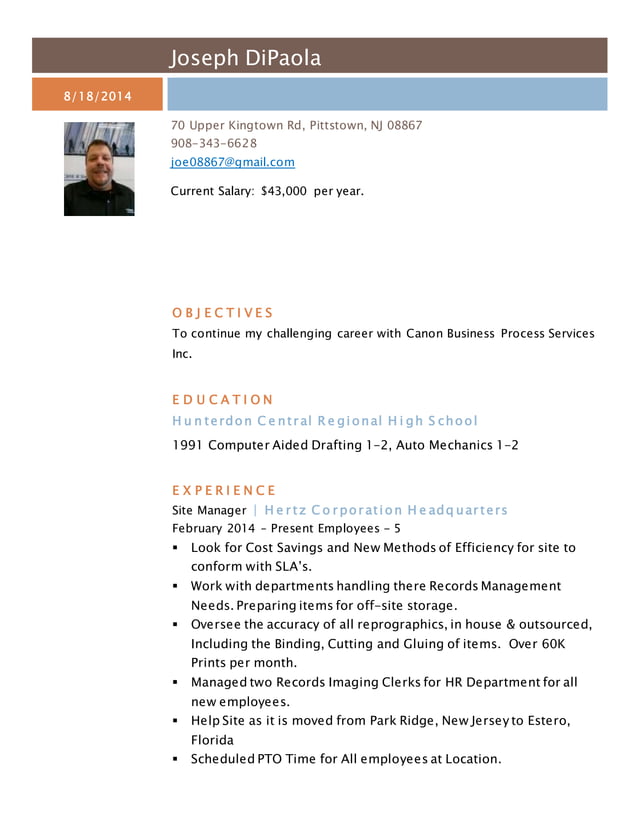 Joseph DiPaola Resume 2015 | DOCX | Logistics | Business