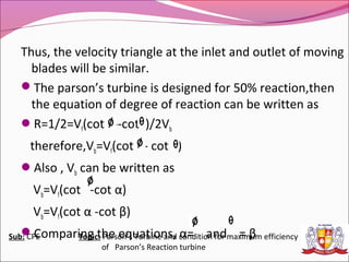 Parson’s Turbine and condition for maximum efficiency of Parson’s ...
