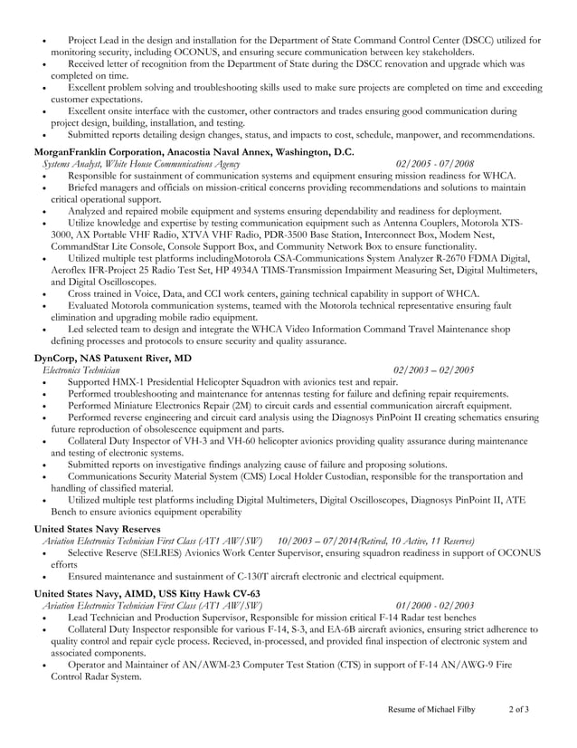 Mike Filby Resume 12NOV2015 | DOC