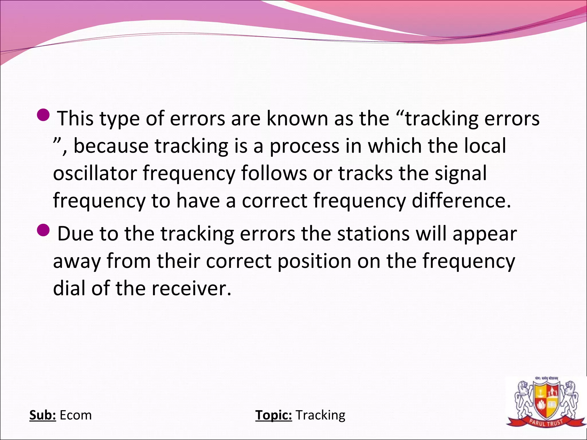 Tracking in receivers | PPT