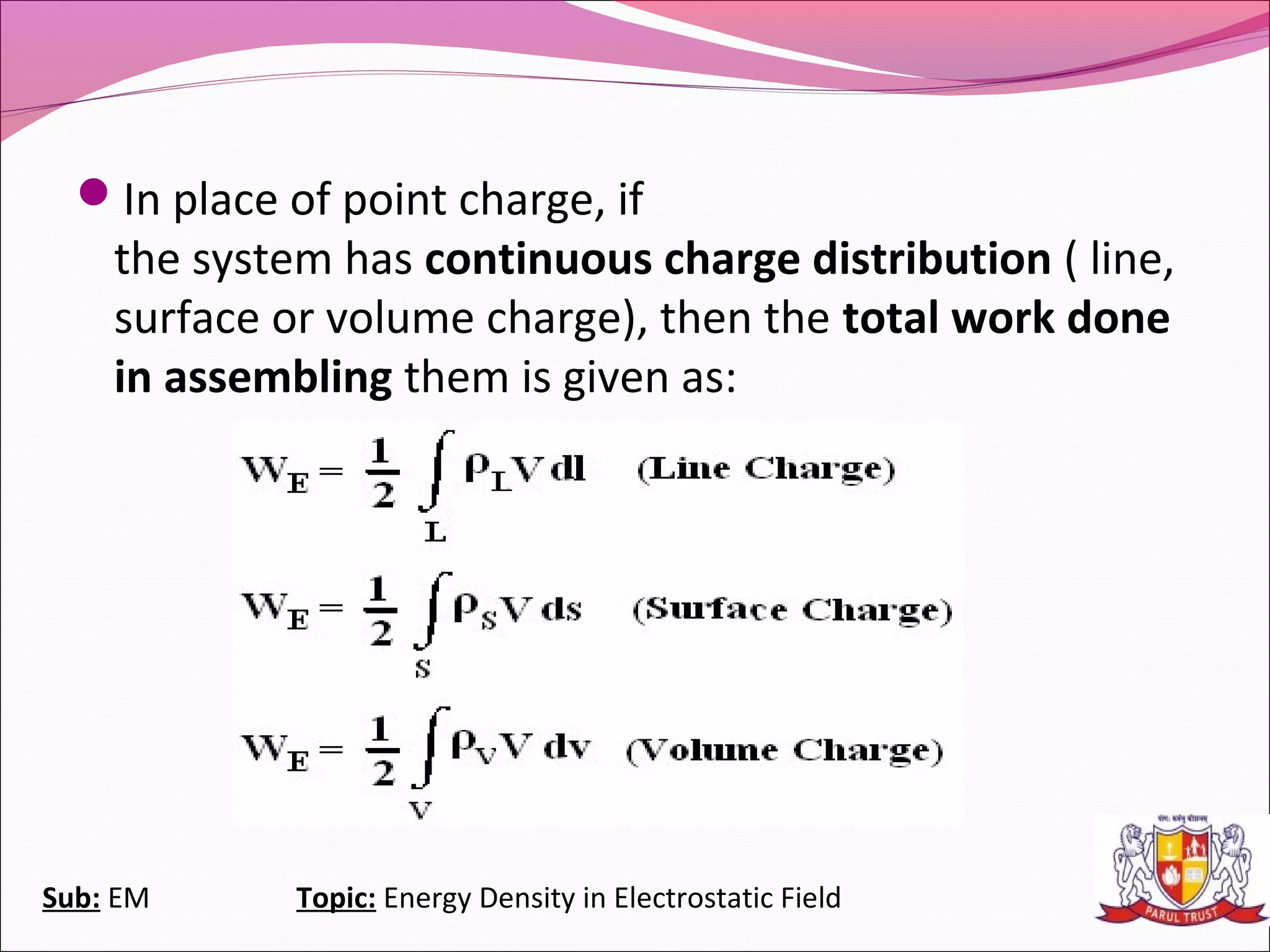 Energy density in electrostatic field | PPT