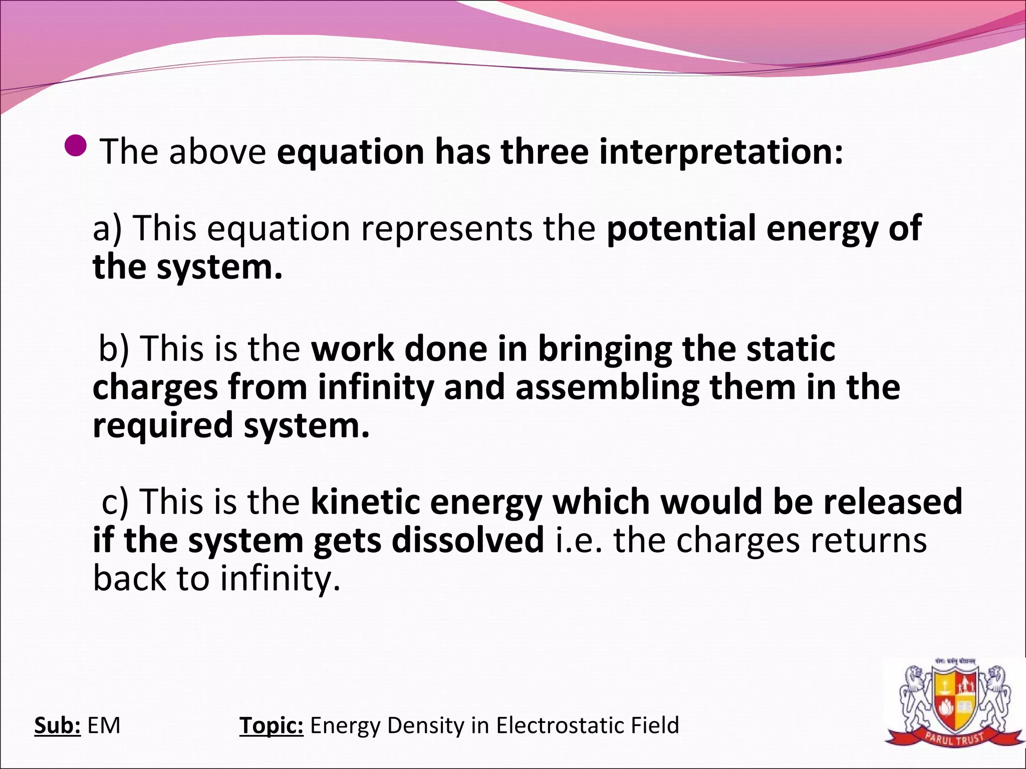 Energy density in electrostatic field | PPT