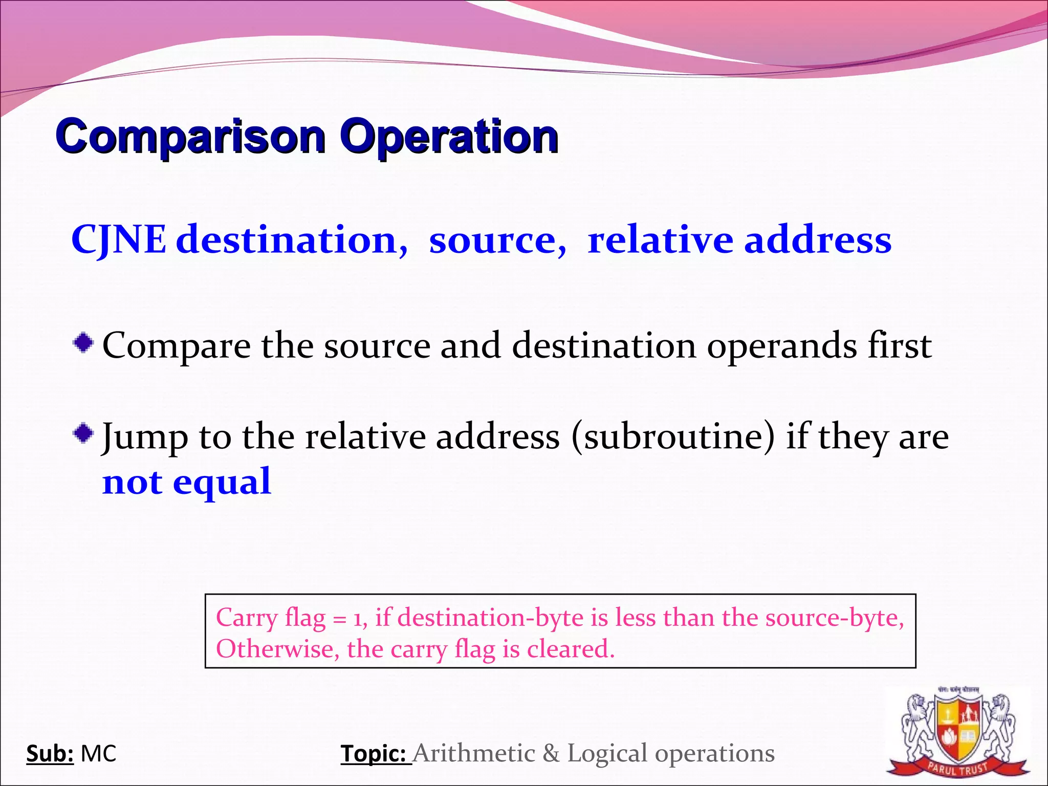 Arithmetic & logical operations in 8051 | PPT