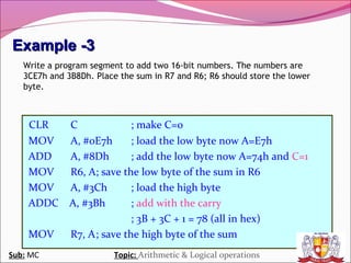 Arithmetic & logical operations in 8051 | PPT