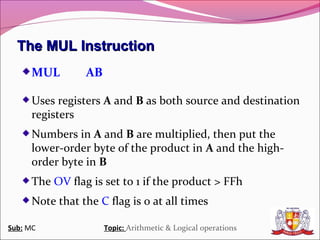 Arithmetic & logical operations in 8051 | PPT