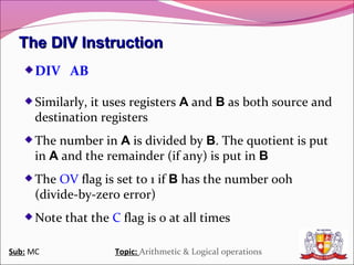 Arithmetic & logical operations in 8051 | PPT