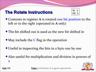 Arithmetic & logical operations in 8051 | PPT
