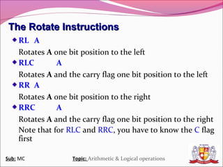 Arithmetic & logical operations in 8051 | PPT