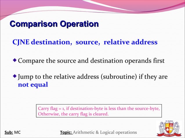Arithmetic & logical operations in 8051 | PPT