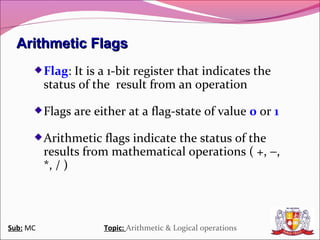 Arithmetic & logical operations in 8051 | PPT