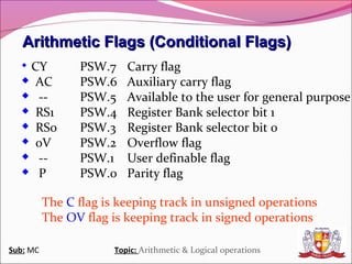 Arithmetic & logical operations in 8051 | PPT