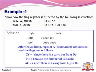 Arithmetic & logical operations in 8051 | PPT