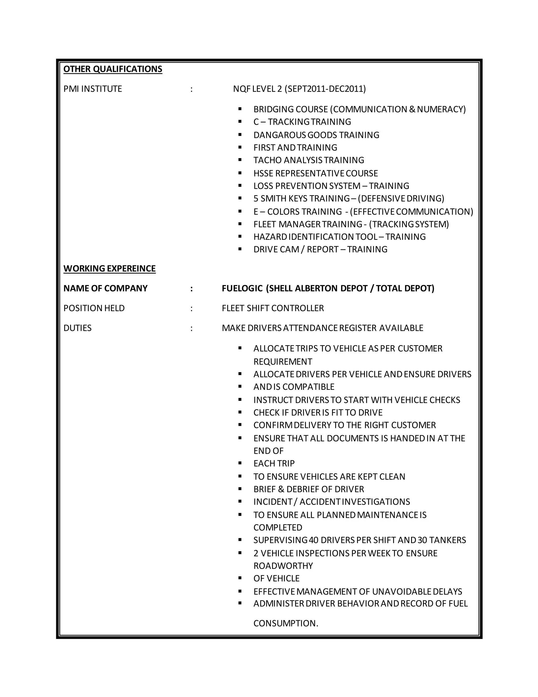 CURRICULUM VITAE OF ELIZABETH | DOCX | Logistics | Business