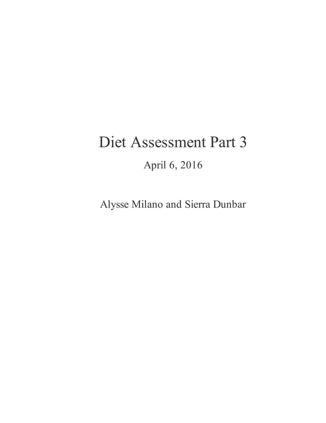 Diet Assessment Part 3 | PDF