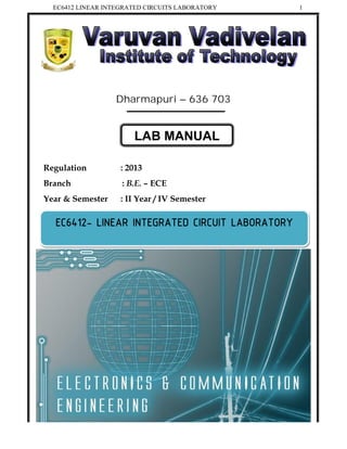 Ec6412 linear-integrated-circuit-laboratory | PDF
