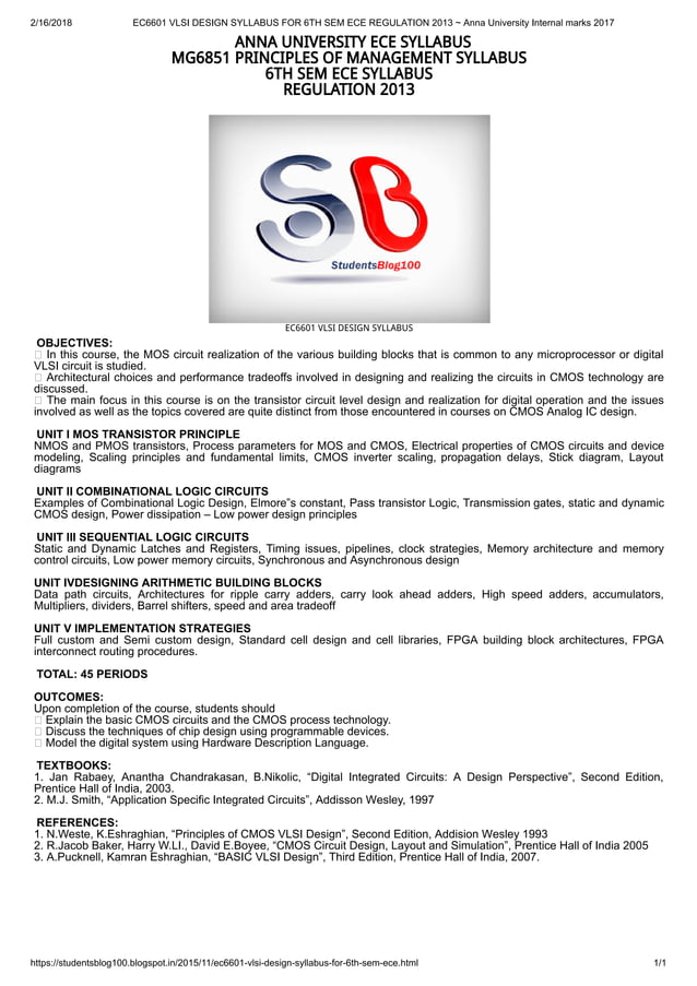Ec6601 vlsi design syllabus for 6 th sem ece regulation 2013 anna ...