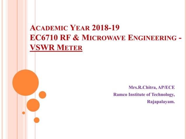 EC6701 RF&MW - VSWR Meter | PPTX
