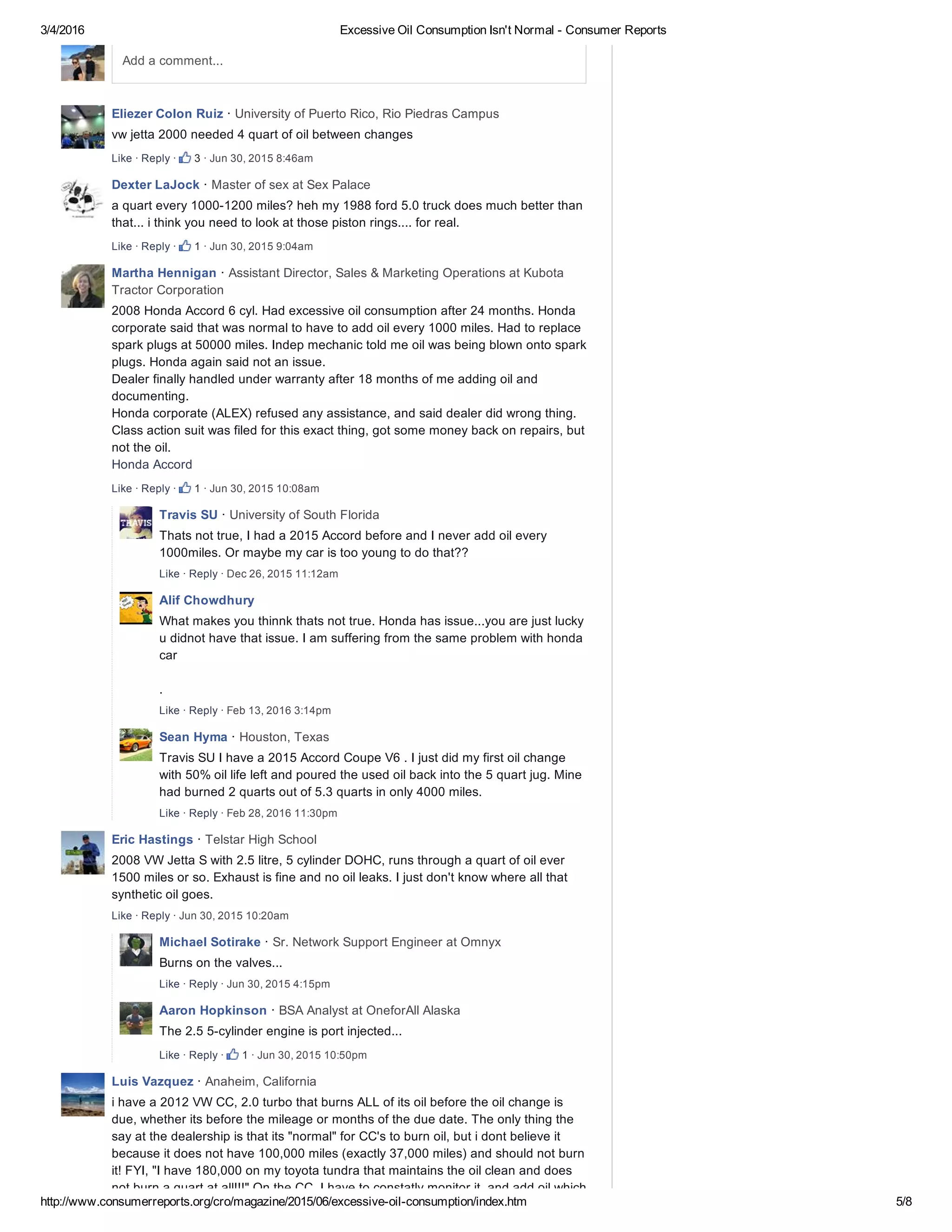 Excessive Oil Consumption Isn't Normal - Consumer Reports | PDF