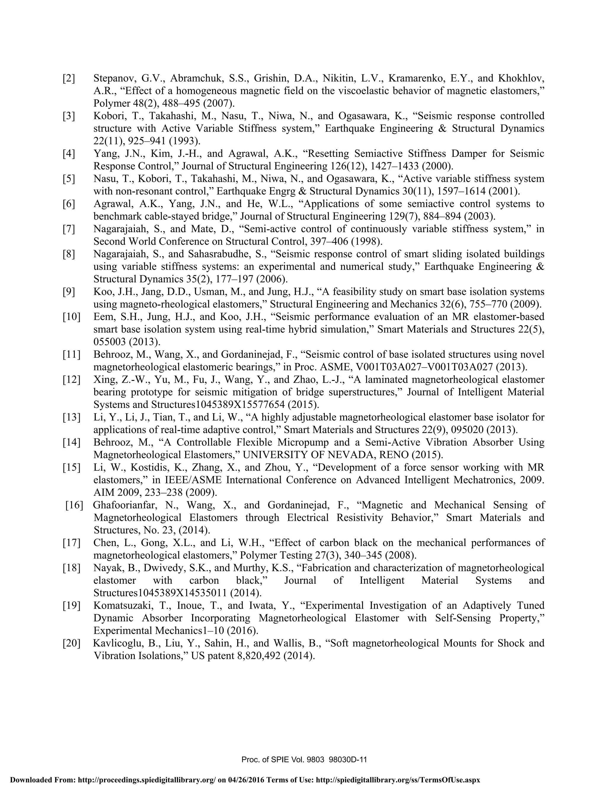 A self-sensing magnetorheological elastomer-based adaptive bridge bearing with a wireless data ...