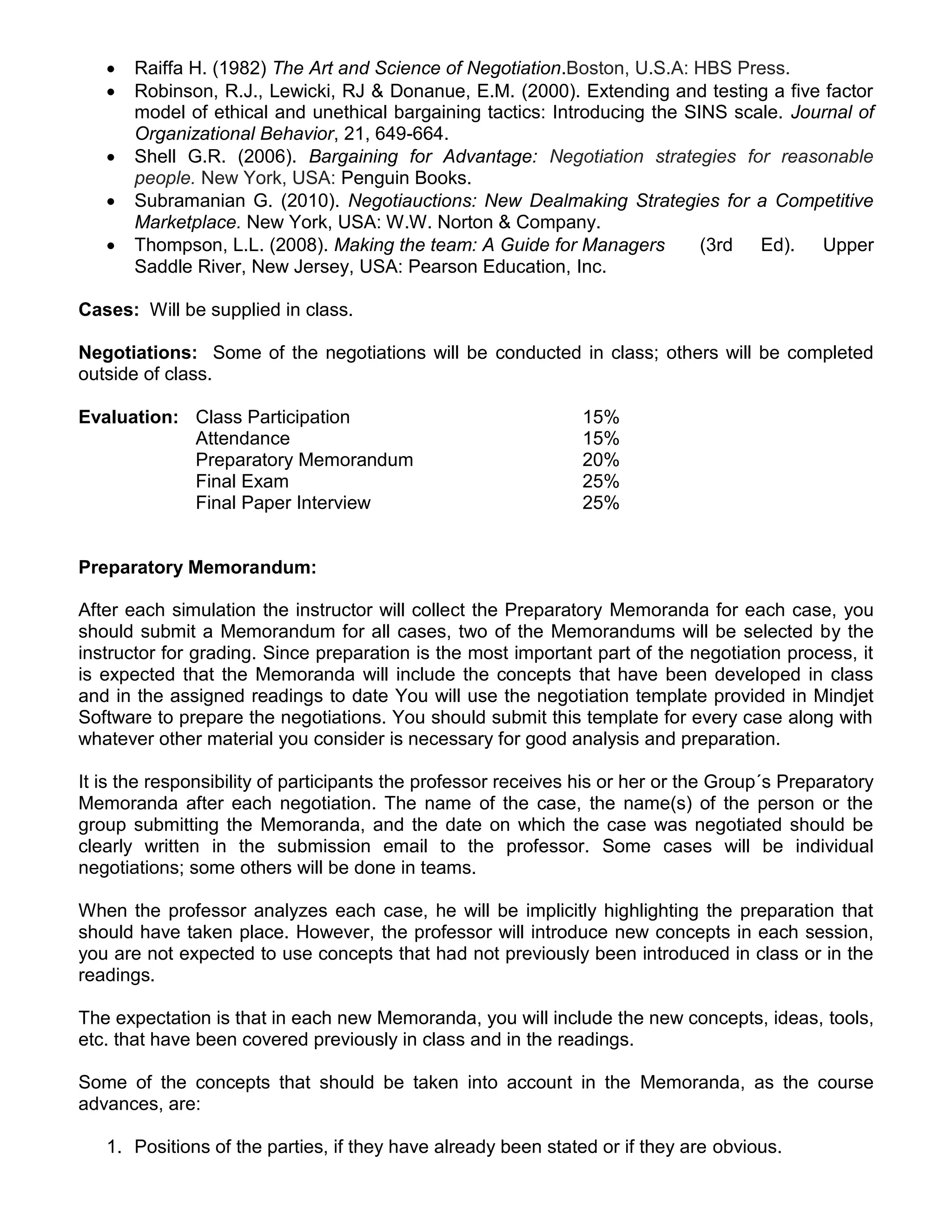 ORGB 633 Negotiation McGill MBA Winter 2014 | DOCX
