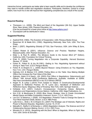 ORGB 633 Negotiation McGill MBA Winter 2014 | DOCX | Dating | Family ...