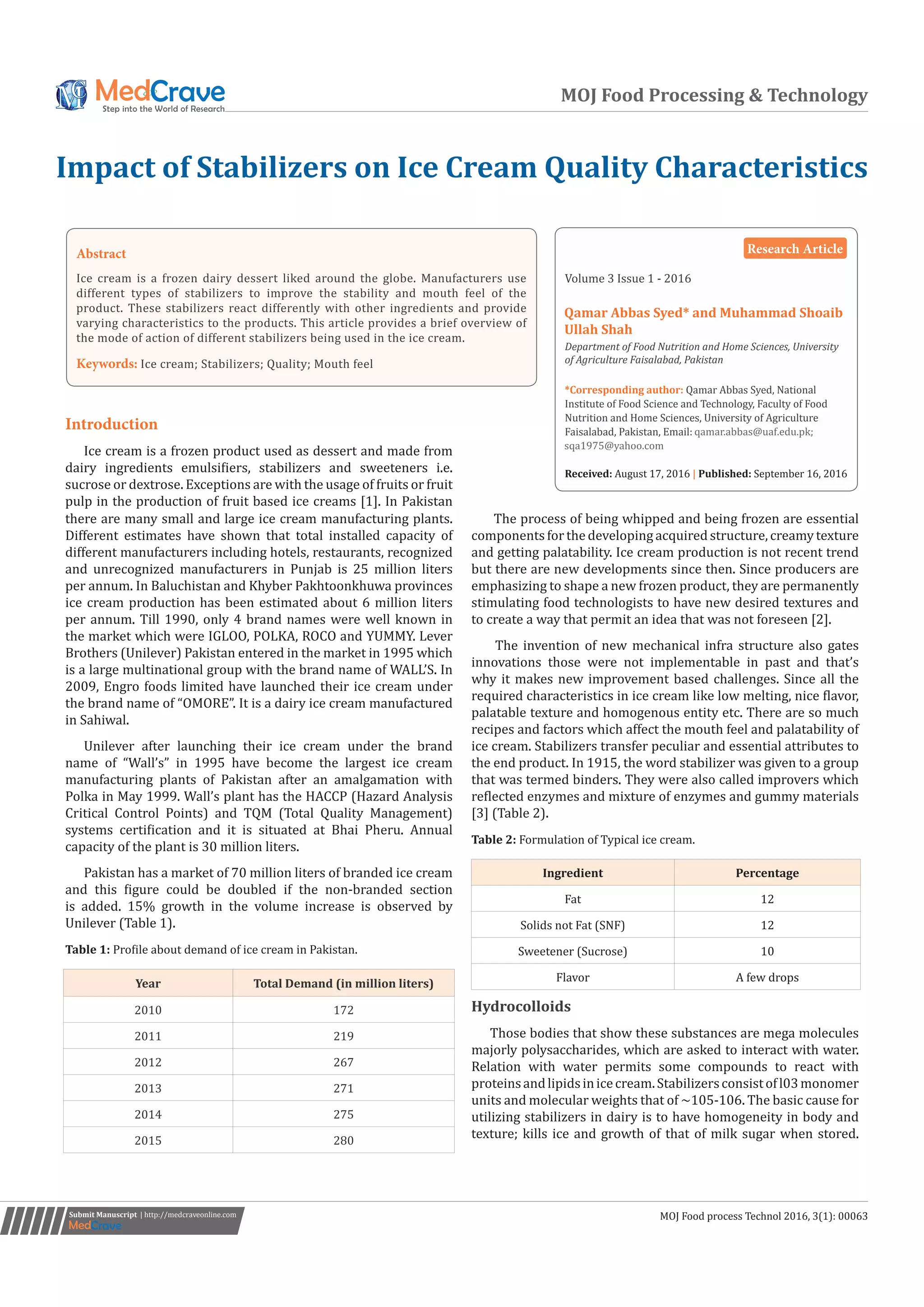 Ice cream in stabilizers | PDF