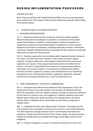 DESIGN IMPLEMENTATION PROCESSES outline | PDF