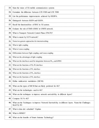 EC8004 - Wireless Networks Question Bank | DOCX