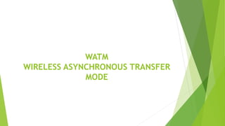 Ec8004 wireless networks unit 1 watm | PPTX