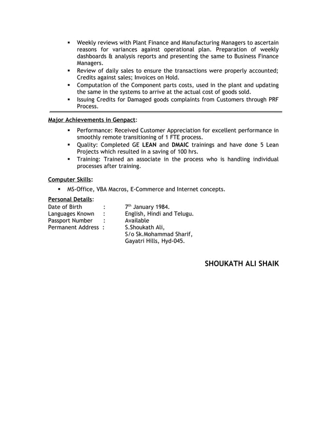 Shoukath Resume_8Yrs | PDF